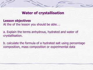 PPT - Anhydrous and hydrated salts PowerPoint Presentation, free ...