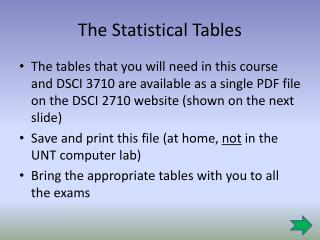 PPT - The Statistical Tables PowerPoint Presentation, free download ...