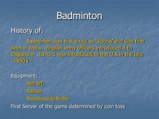 PPT - Badminton PowerPoint Presentation - ID:988885