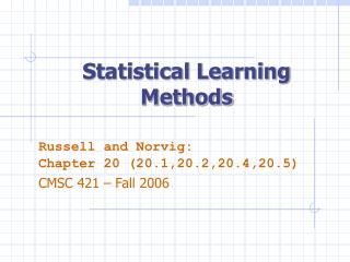 PPT - Statistical Learning Methods PowerPoint Presentation, free ...