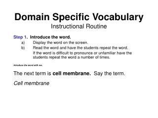 PPT - Domain Specific Vocabulary Instructional Routine PowerPoint ...