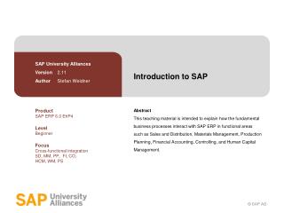PPT - Introduction to SAP PowerPoint Presentation, free download - ID ...