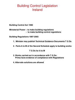 PPT - Building Control Legislation Ireland PowerPoint Presentation ...