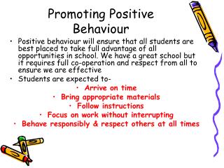 PPT - Promoting Positive Behaviour PowerPoint Presentation, free ...