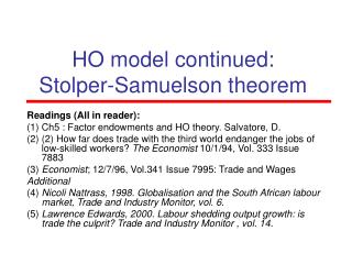 PPT - HO model continued: Stolper-Samuelson theorem PowerPoint ...