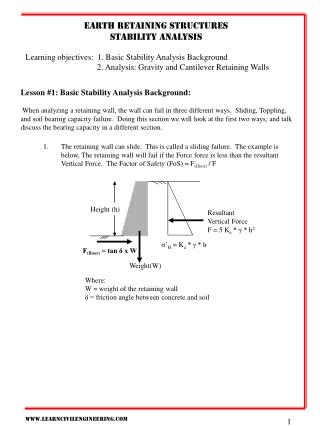PPT - Earth retaining structures Stability analysis PowerPoint ...