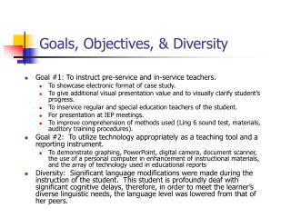 PPT - Goals, Objectives, & Diversity PowerPoint Presentation, free ...