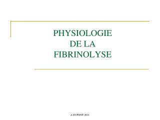 PPT - PHYSIOLOGIE DE LA FIBRINOLYSE PowerPoint Presentation, free ...