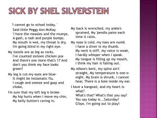 PPT - Sick by Shel Silverstein PowerPoint Presentation - ID:1145616