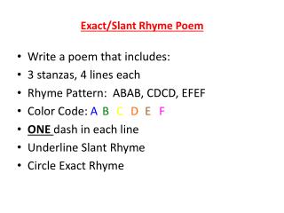 PPT - Perfect Rhyme vs. Slant Rhyme PowerPoint Presentation - ID:4807768