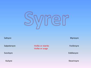 PPT - 9.7 Syrer og baser PowerPoint Presentation - ID:207096