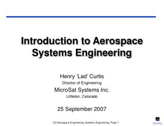 PPT - Introduction to Aerospace Systems Engineering PowerPoint ...