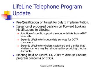 PPT - LifeLine Telephone Program Update PowerPoint Presentation, free ...