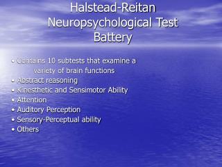 PPT - Halstead-Reitan Neuropsychological Test Battery PowerPoint ...