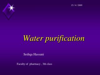 PPT - Water purification PowerPoint Presentation, free download - ID ...