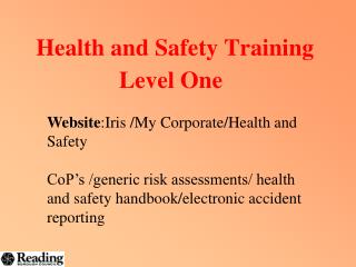 PPT - Health and Safety Training PowerPoint Presentation, free download ...