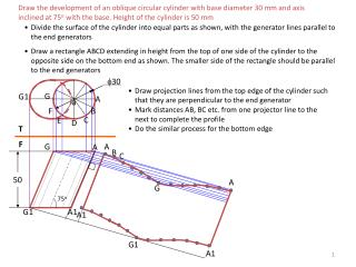 PPT - Draw the development of an oblique circular cylinder with base ...