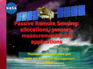 PPT - Passive Remote Sensing: allocations, sensors, measurements and ...