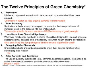 PPT - The Twelve Principles of Green Chemistry* PowerPoint Presentation ...