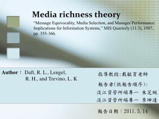 Media richness theory mrt PowerPoint (PPT) Presentations, Media ...