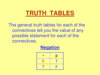 PPT - TRUTH TABLES PowerPoint Presentation, free download - ID:457331