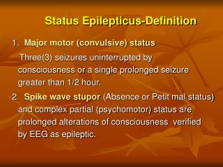 PPT - Status Epilepticus-Definition PowerPoint Presentation, free ...