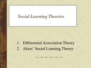 PPT - Social Learning Theories PowerPoint Presentation, free download ...