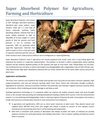 PPT - Super Absorbent Polymer for Agriculture Farming Horticulture ...