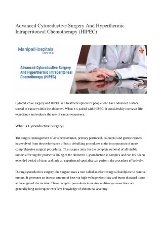 PPT - Advanced Cytoreductive Surgery And Hyperthermic Intraperitoneal ...