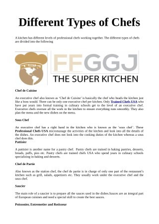 PPT - Different Types of Chefs PowerPoint Presentation, free download ...