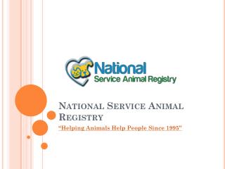 National Service Animal Registry Online Presentations Channel