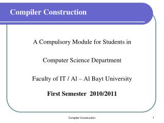 PPT - Compiler Construction PowerPoint Presentation, free download - ID ...