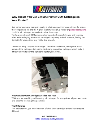 InkJet Parts Online Presentations Channel