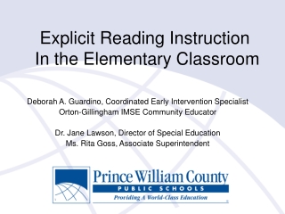 PPT - Explicit Reading Instruction In the Elementary Classroom ...