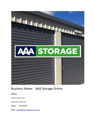 AAA Storage Online Online Presentations Channel
